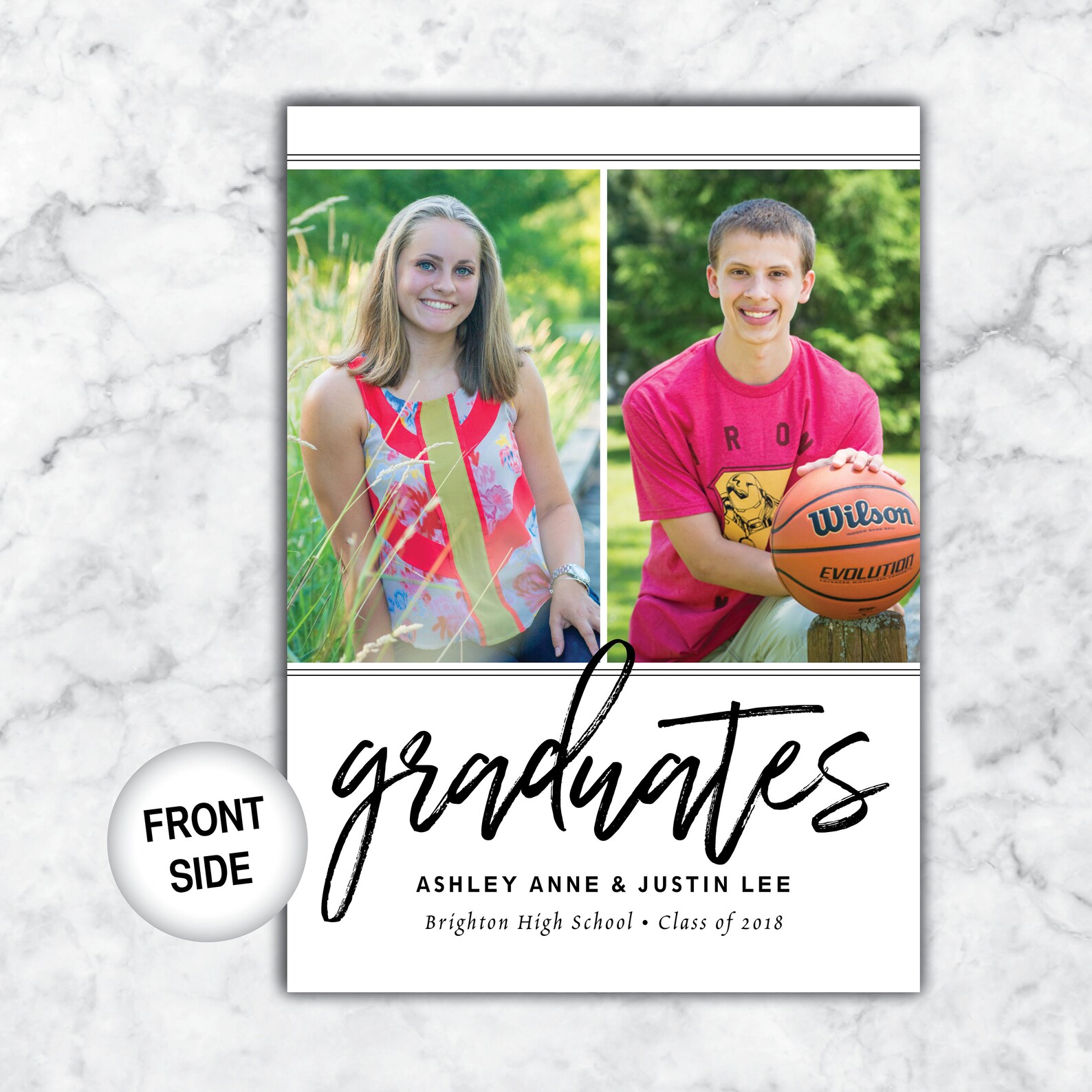Twin Graduation Invitation Graduation Party Invite for Twins Two Photos ...