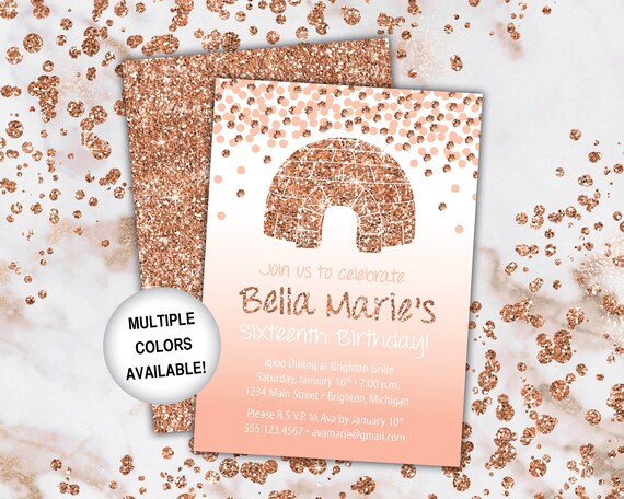 Rose Gold Igloo Birthday Invitation Igloo Dining Invitation - Etsy