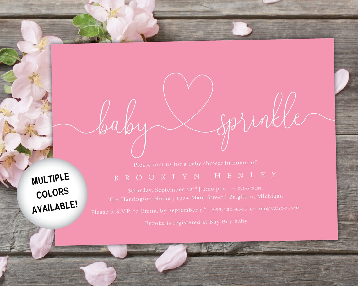 Baby Sprinkle Invitation Girl Printable Baby Sprinkle - Etsy