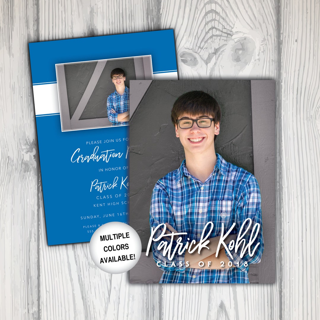 Graduation Party Invitation Boy With Photo | Blue Graduation Party ...