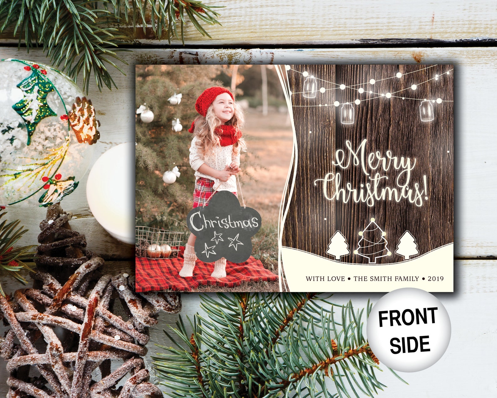 Rustic Christmas Card With Photos Christmas Card Photo - Etsy