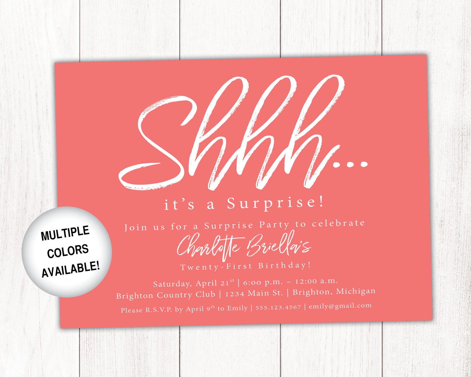 Shh It's a Surprise Party Invitation Printable | Surprise Party ...