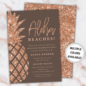Rose Gold Beach Bachelorette Party Invite | Pineapple Bachelorette ...