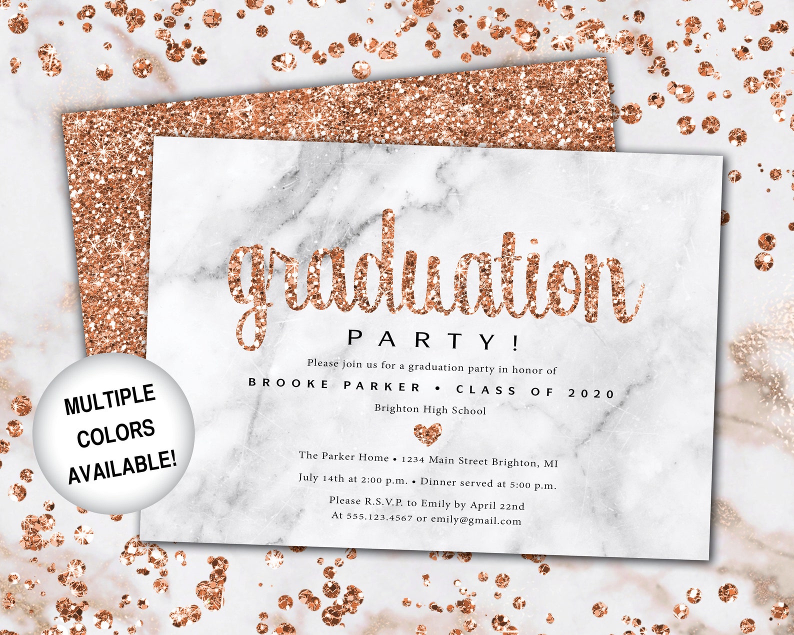 Rose Gold Graduation Party Invitation Rose Gold Graduation | Etsy