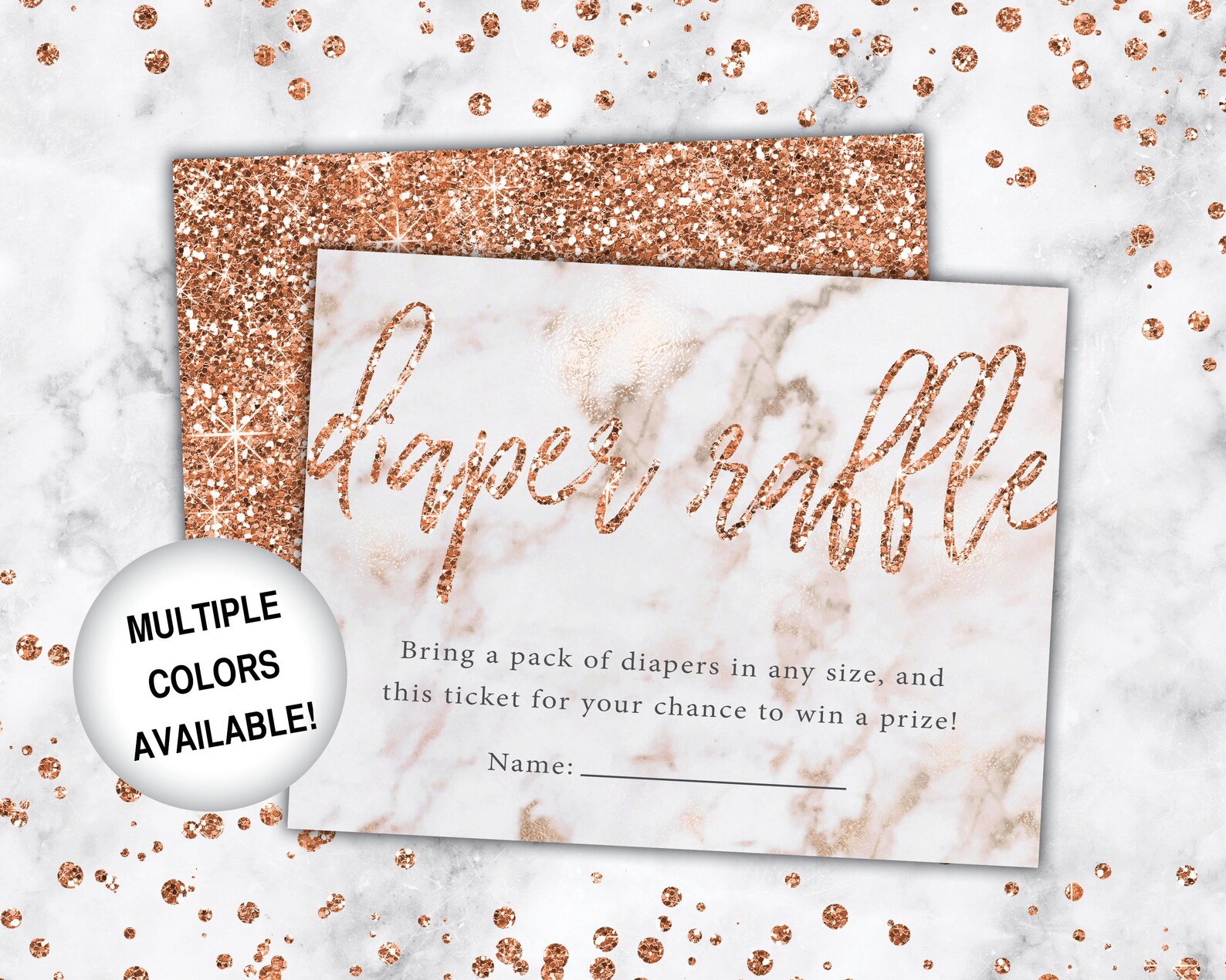 Rose Gold Diaper Raffle Ticket | Diaper Raffle Insert for Baby Shower ...