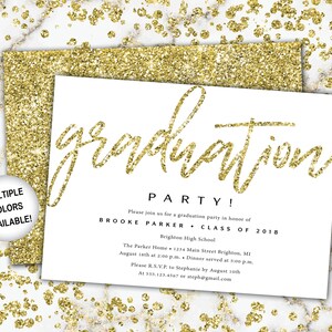 Red and Gold Graduation Party Invitation | Graduation Party Invitation ...