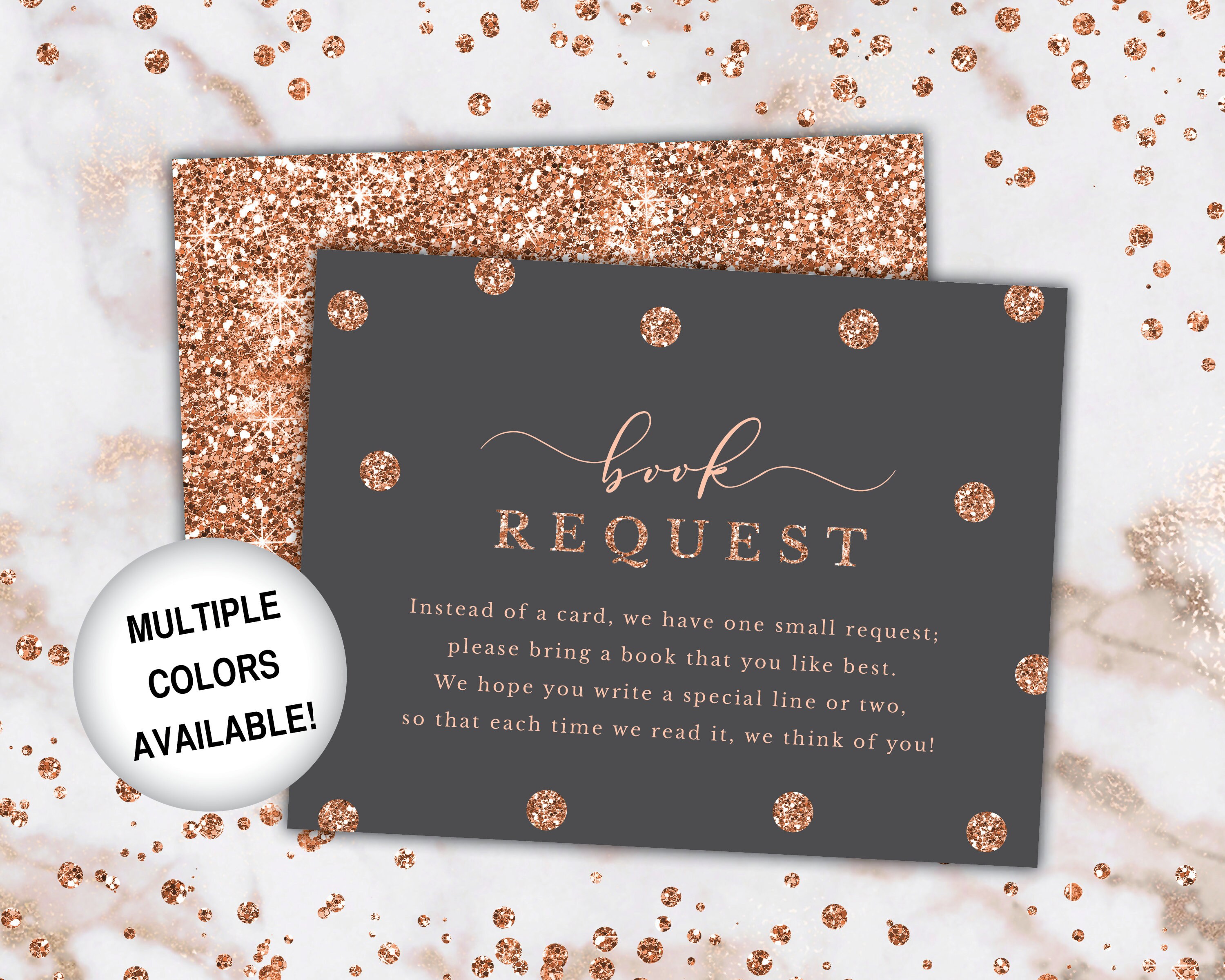 Rose Gold Book Request Card for Baby Shower Book Request | Etsy