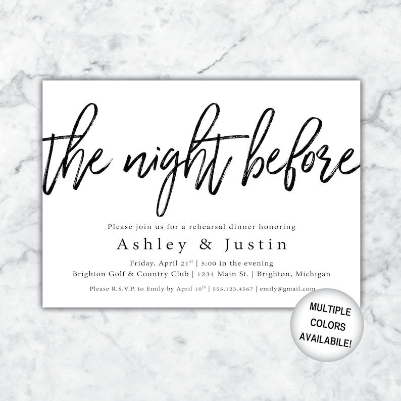 Rehearsal Dinner Invitations the Night Before Invitations - Etsy