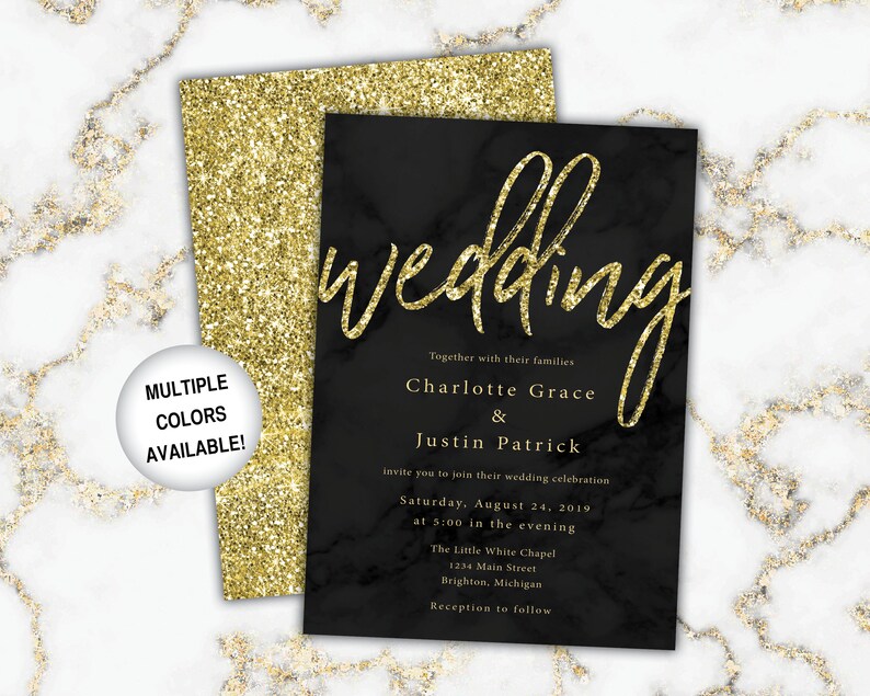 Gold Wedding Invitations Printable Wedding Invitations - Etsy