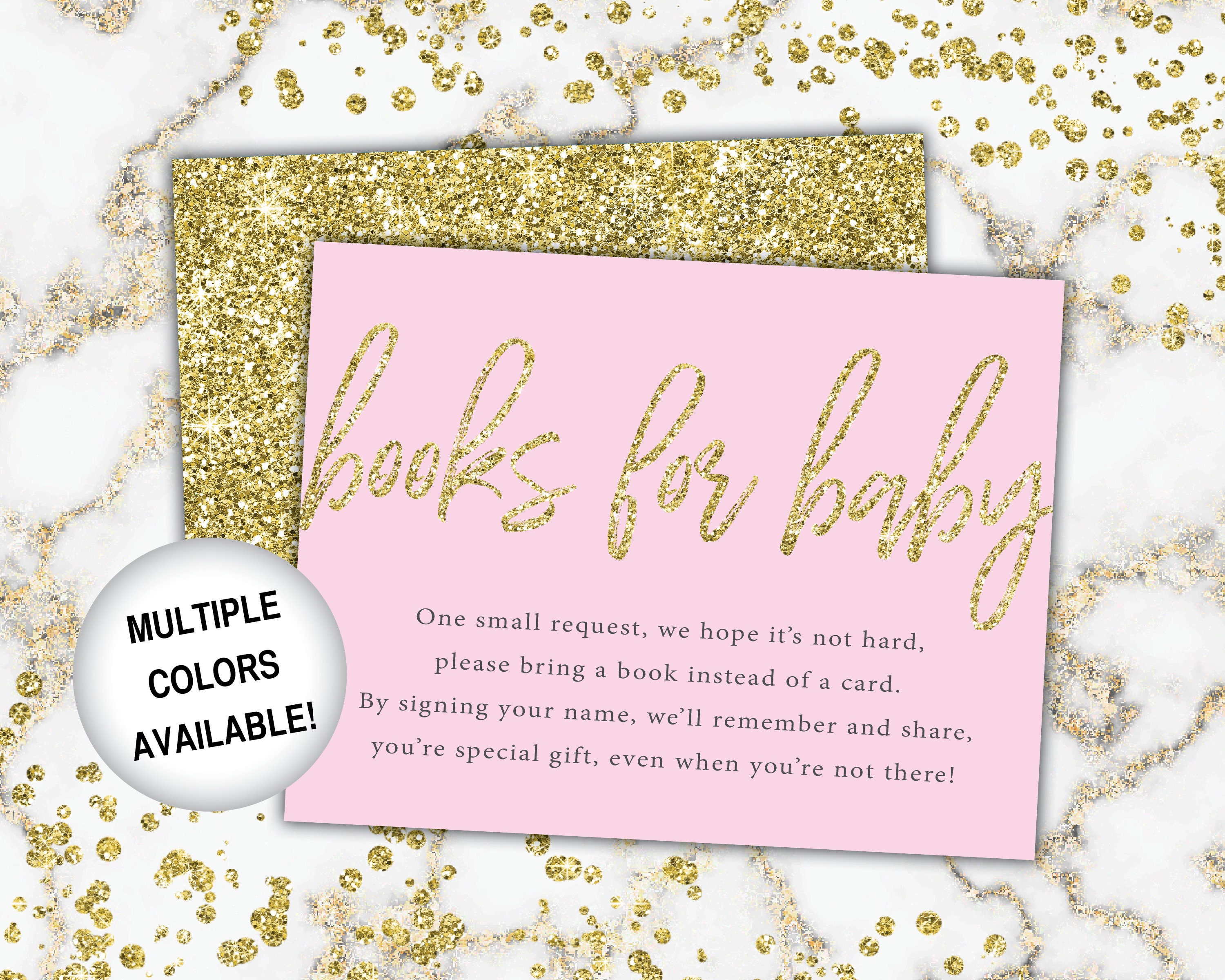 Books for Baby Card Gold Baby Shower Gold Glitter Books for | Etsy