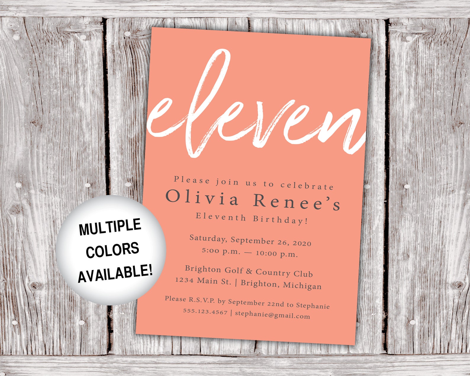 11th Birthday Invitations Printable | Eleventh Birthday Party ...