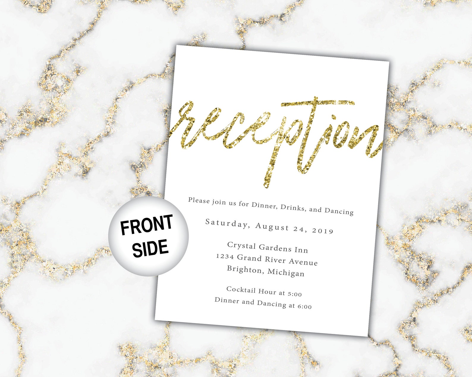 Gold Wedding Reception Cards Wedding Reception Cards Gold | Etsy