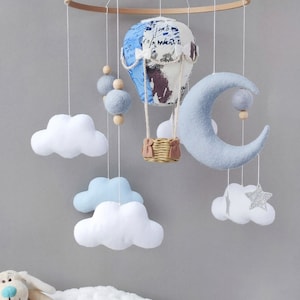 Hot Air Balloon Crib Mobile, Adventure Nursery Design, Travel Baby Room ...