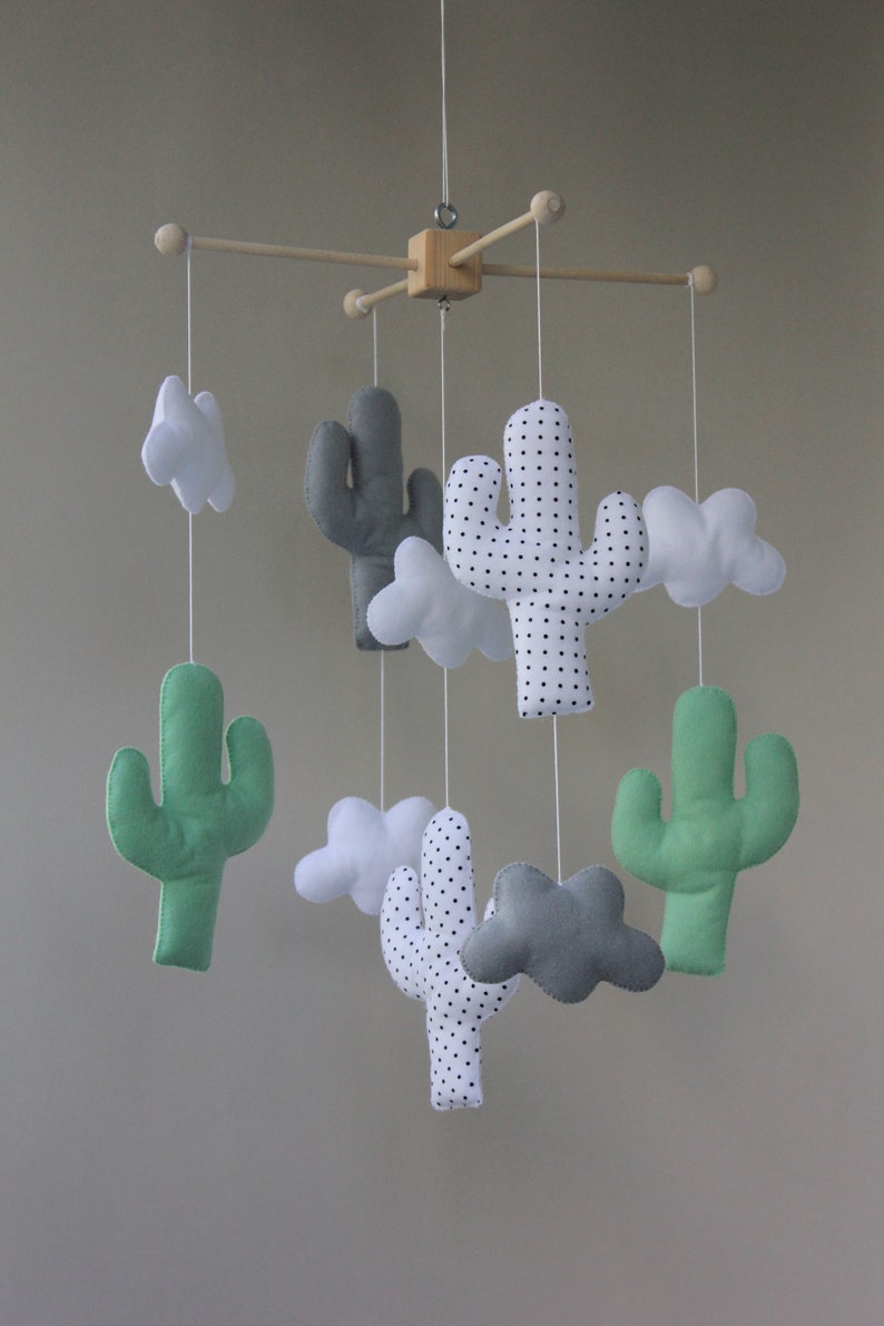 Mint Green and White and Grey Cactus Baby Mobile Cactus | Etsy