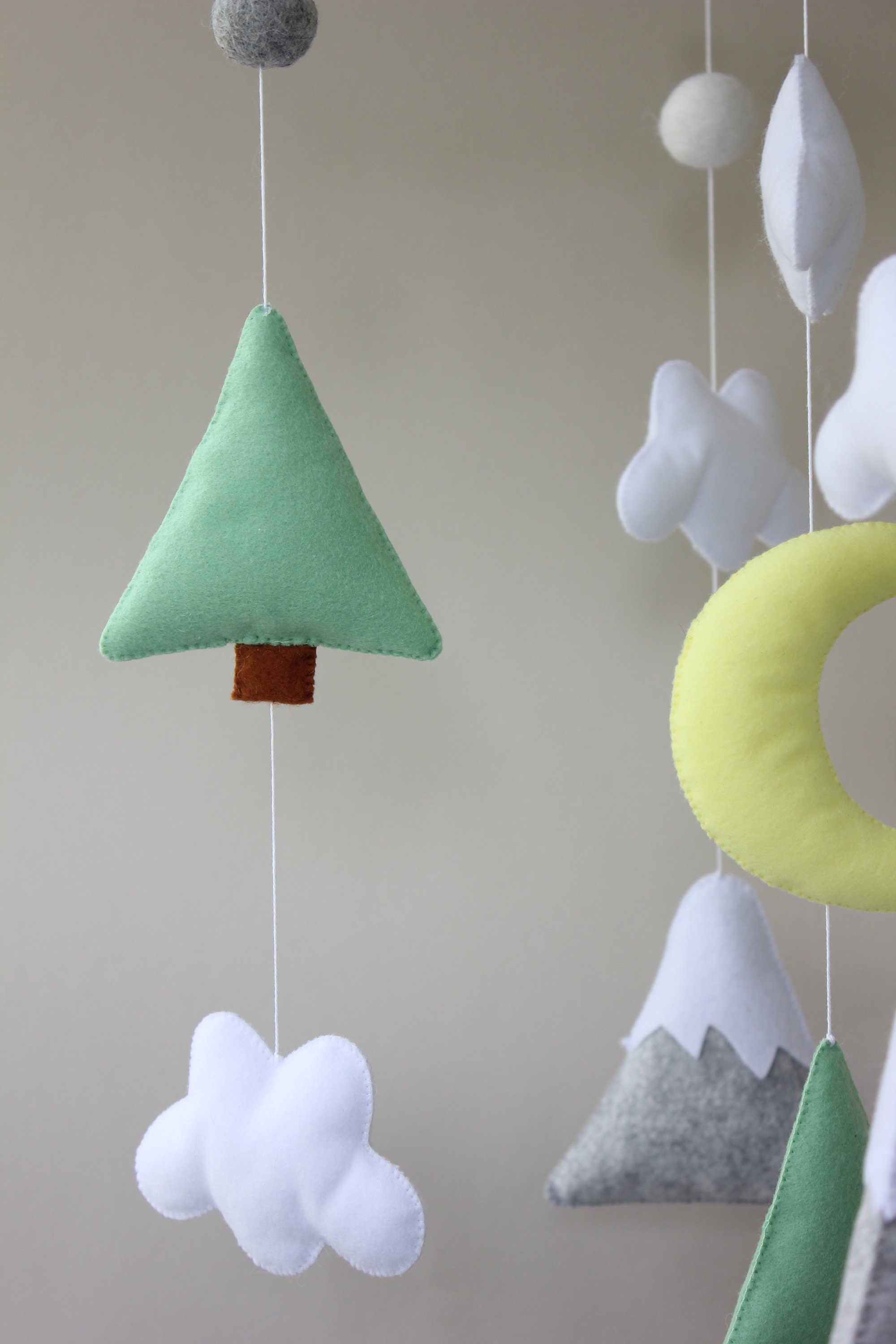 Moon mobile Woodland mobile Woodland nursery | Etsy