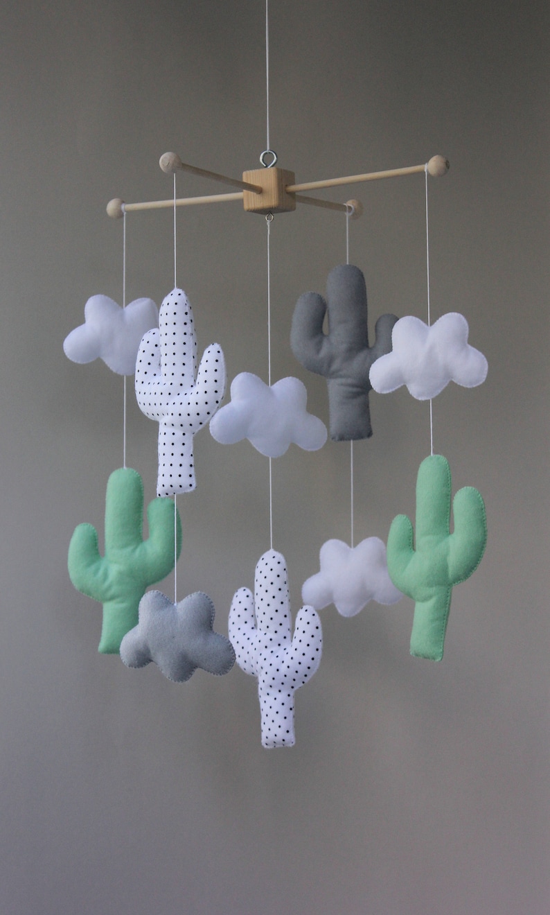 Mint Green and White and Grey Cactus Baby Mobile Cactus - Etsy