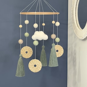 Baby Mobile, Sage Green Nursery Decor, Minimalist Baby Mobile, Baby ...