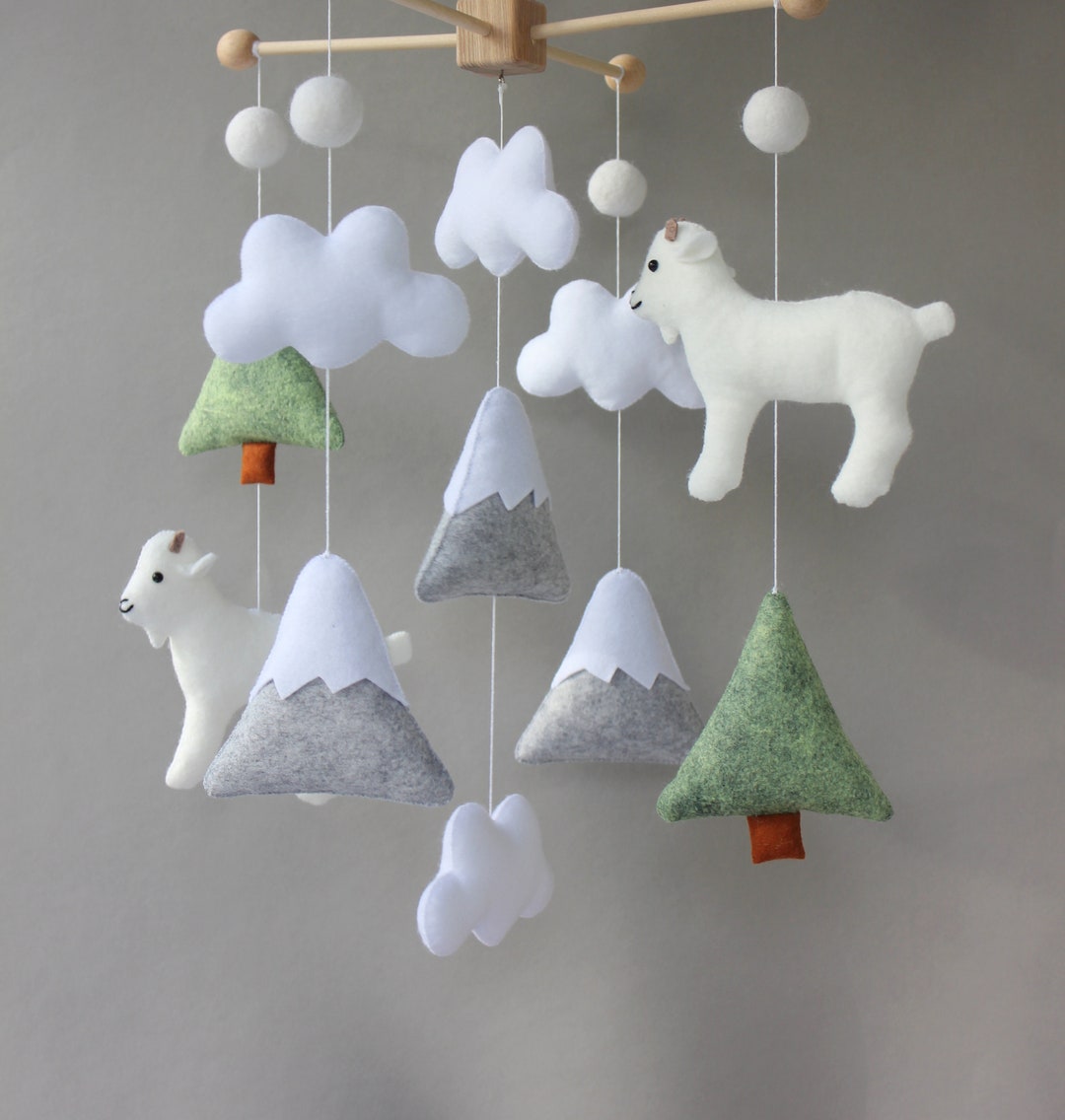 Baby Mobile, Goat Mobile, Baby Mobile Woodland, Trees Mobile, Baby ...