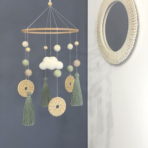 Baby Mobile, Sage Green Nursery Decor, Minimalist Baby Mobile, Baby ...
