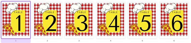 Pizza Parlor Table Numbers Ready to Print - Etsy