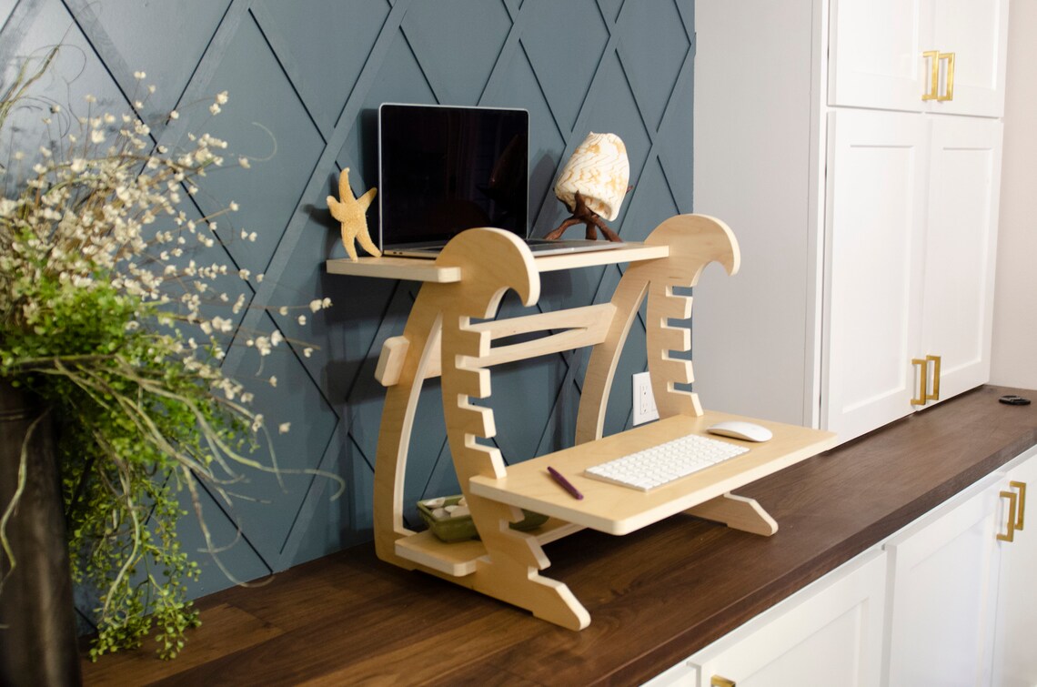 Stand up / Standing Desk With Wave / Shark Sides. Home Office. | Etsy
