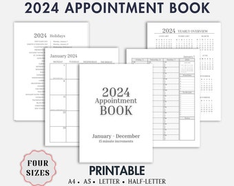 2024 Appointment Book Printable Daily and Hourly Schedules With 15 ...