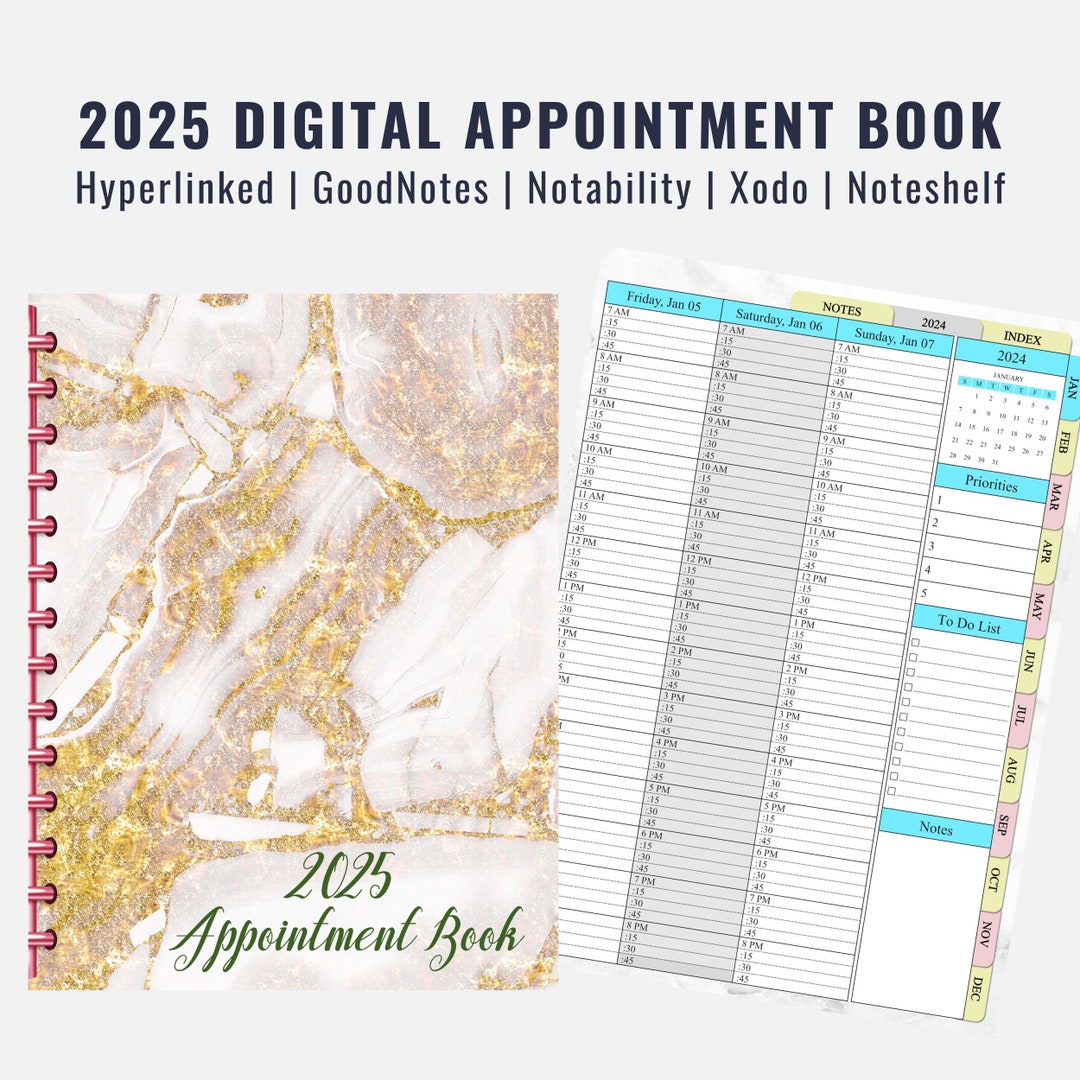 Dated Digital Appointment Book 2025-digital Planner Goodnotes, Ipad, 15 ...