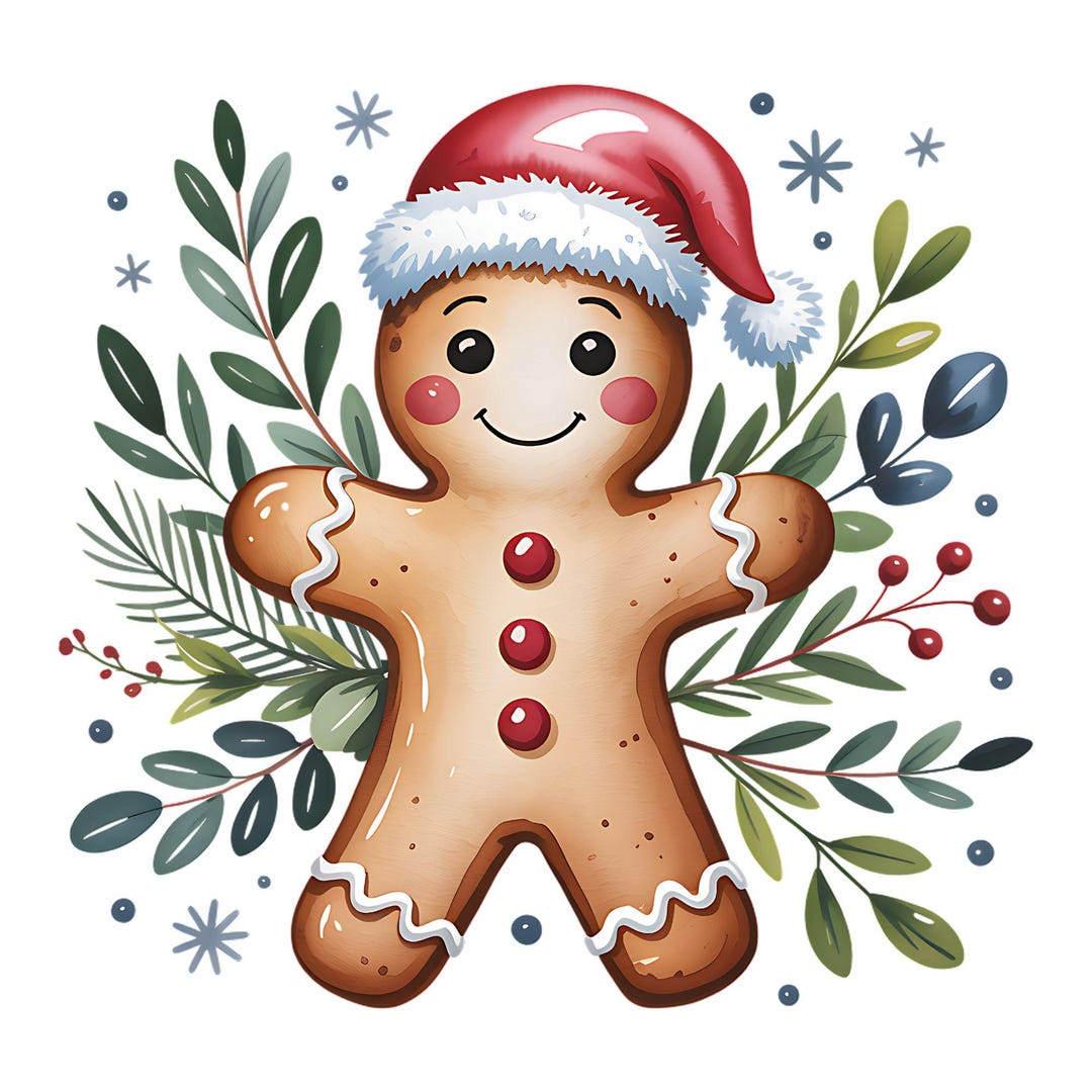 24 Watercolor Gingerbread Clipart Bundle, Sweet Winter Holiday Graphics ...