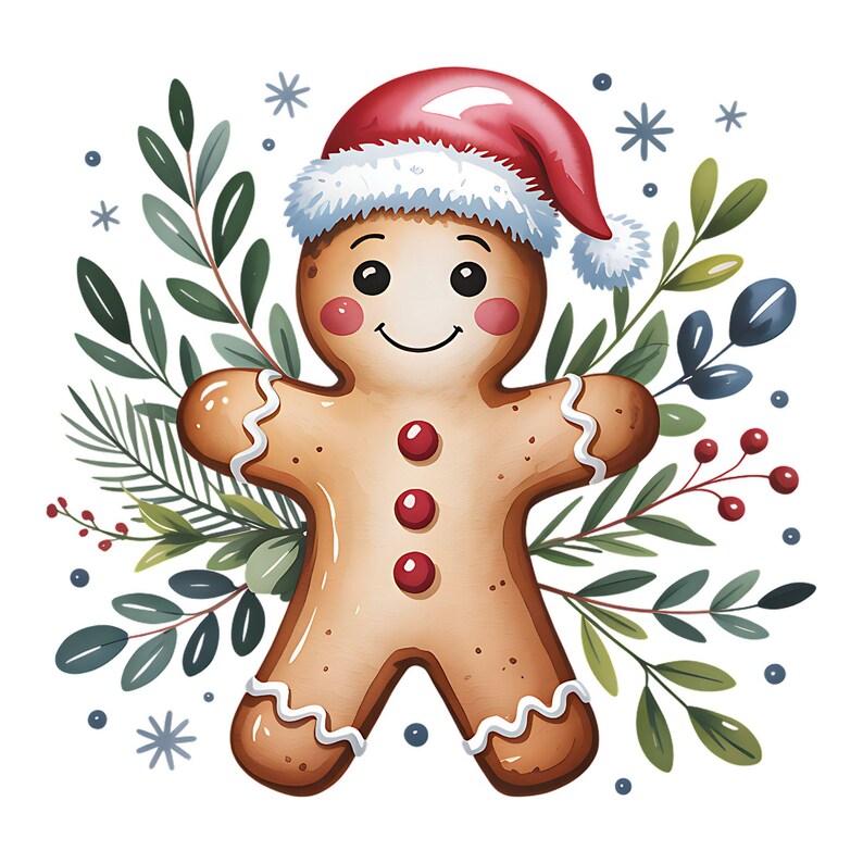 24 Watercolor Gingerbread Clipart Bundle, Sweet Winter Holiday Graphics ...