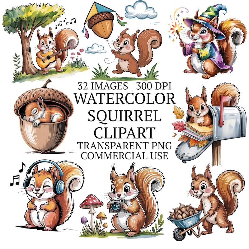 Holiday Squirrel Clip Art - Etsy