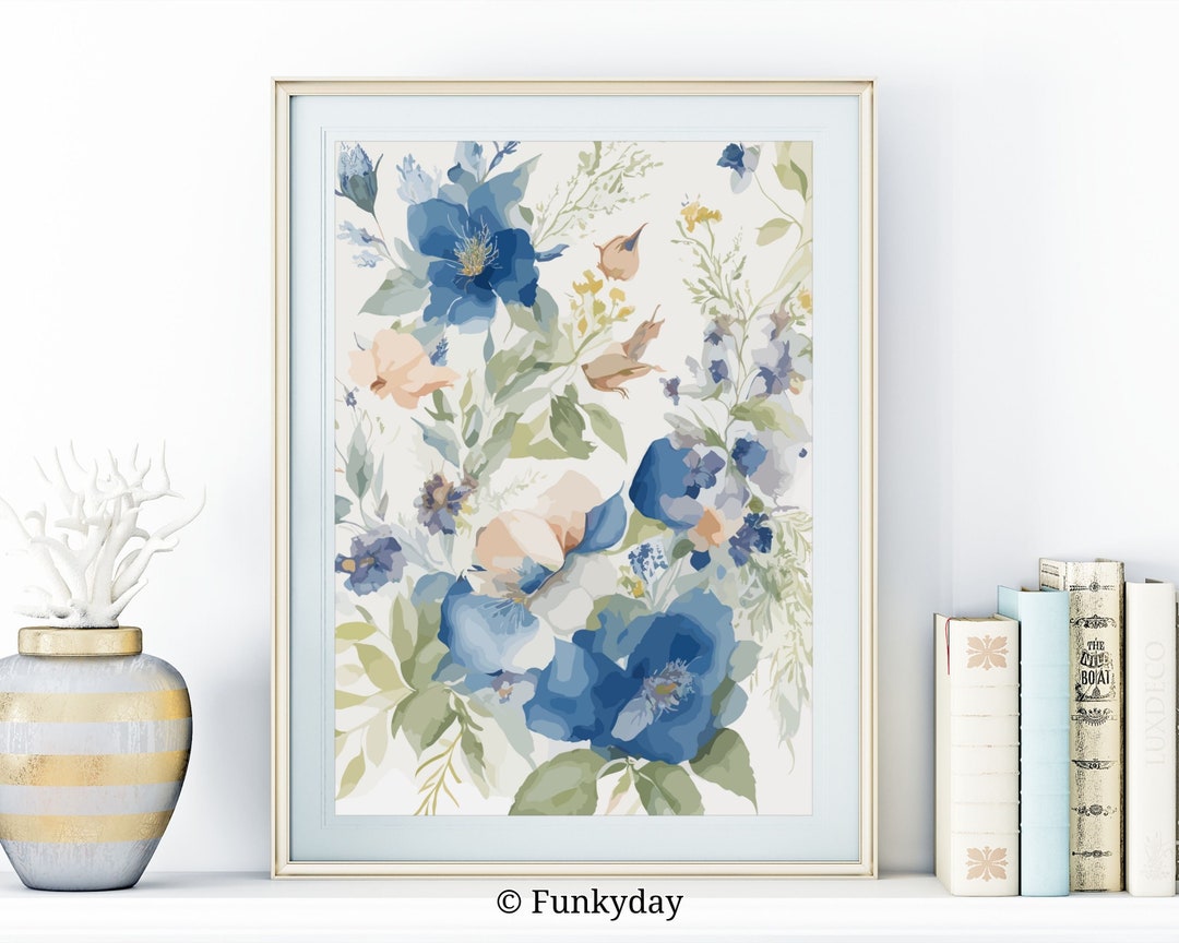 Printable Watercolor Print, Botanical Wall Art, Vintage Floral Print ...
