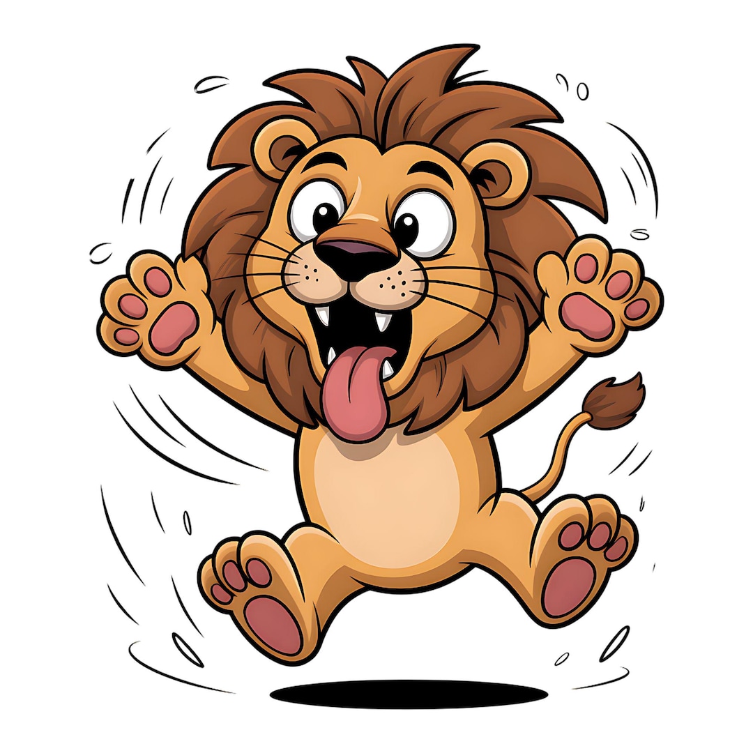 20 Quirky Cartoon Lion Clipart Bundle PNG, Whimsical Safari Animals ...