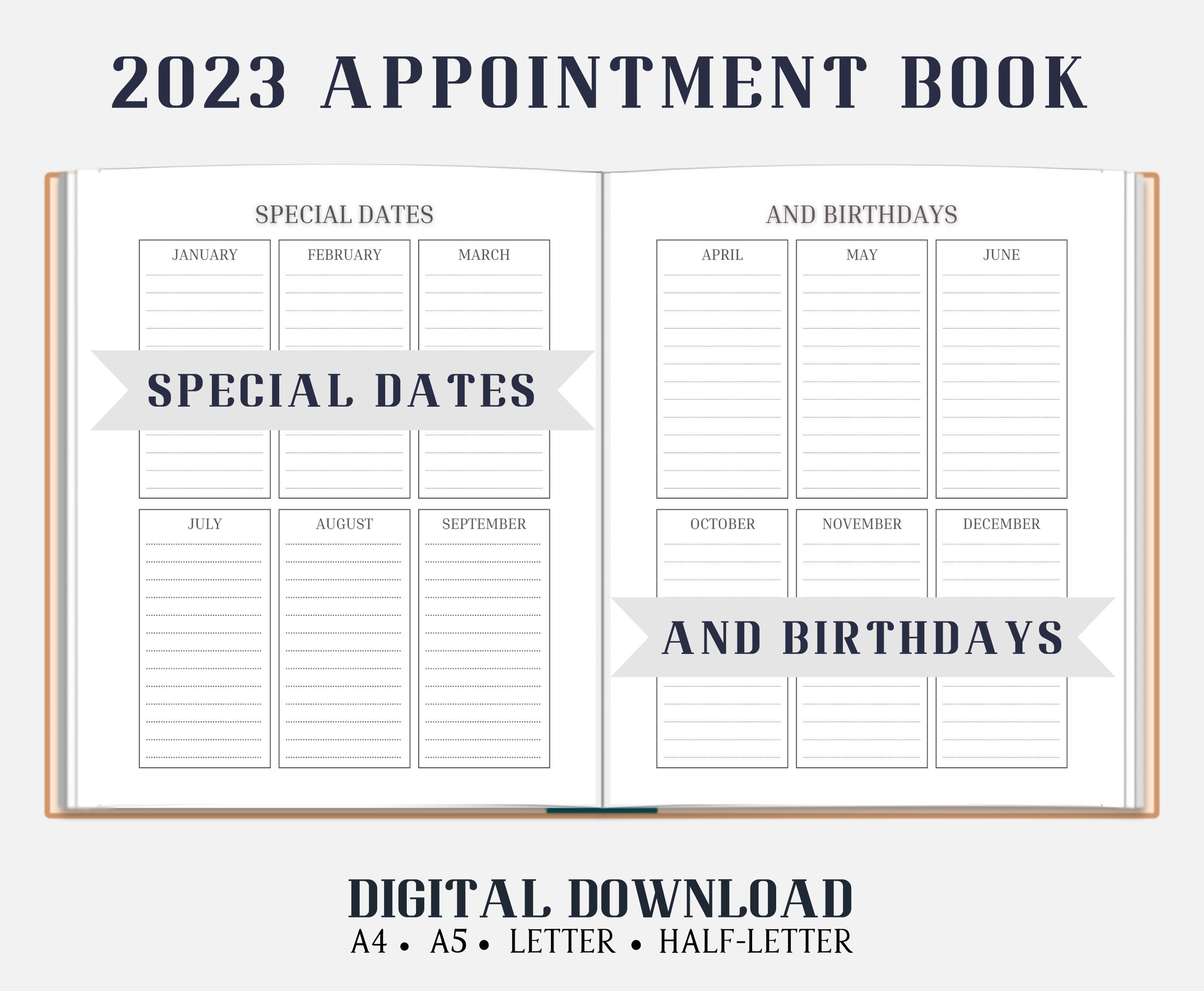 2023 Appointment Book Printable Daily and Hourly Schedules With 15 ...