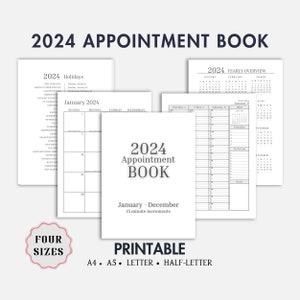 2024 Appointment Book Printable Daily and Hourly Schedules With 15 ...
