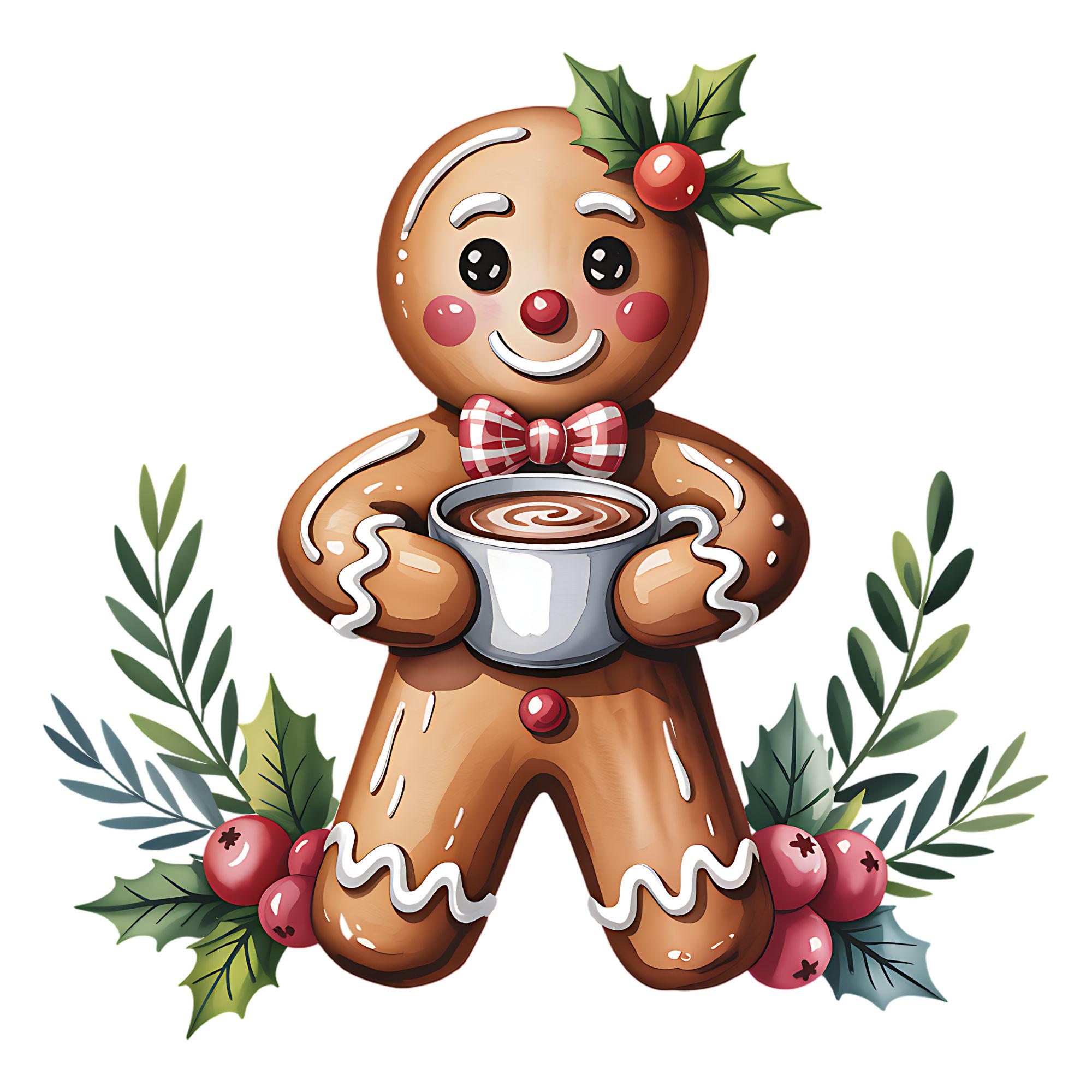 24 Watercolor Gingerbread Clipart Bundle, Sweet Winter Holiday Graphics ...
