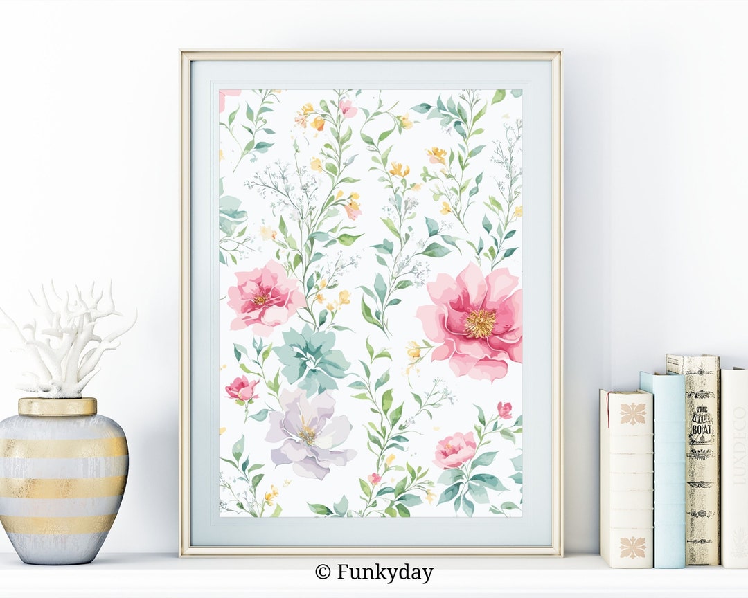 Printable Watercolor Print, Flower Wall Decor, Botanical Wall Art ...