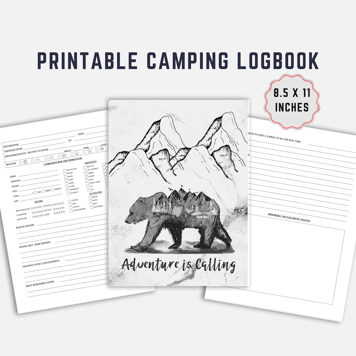 Printable Camping Logbook, RV Travel Journal, Camping Road Trip Tracker ...