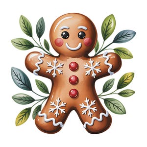 24 Watercolor Gingerbread Clipart Bundle, Sweet Winter Holiday Graphics ...