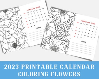 12 Month Coloring Calendar - Etsy