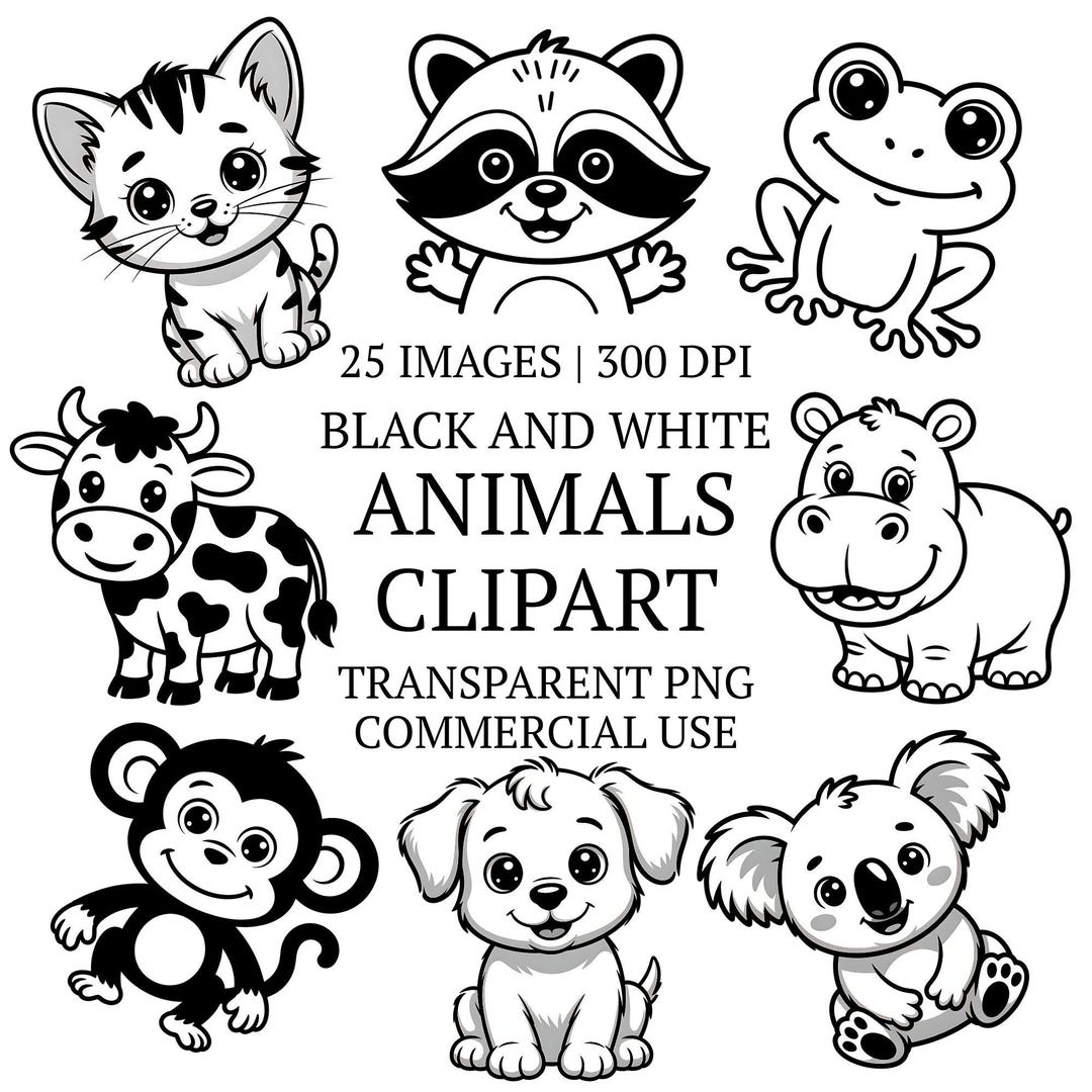 Black And White Clip Art Animals