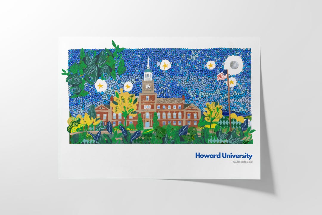 Howard University Art Print: Washington DC Skyline, Bison Pride - Etsy