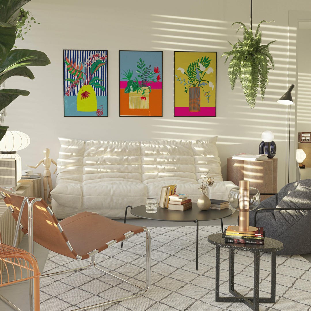 Framed Floral Art Print Set: Modern Abstract Wall Decor - Etsy