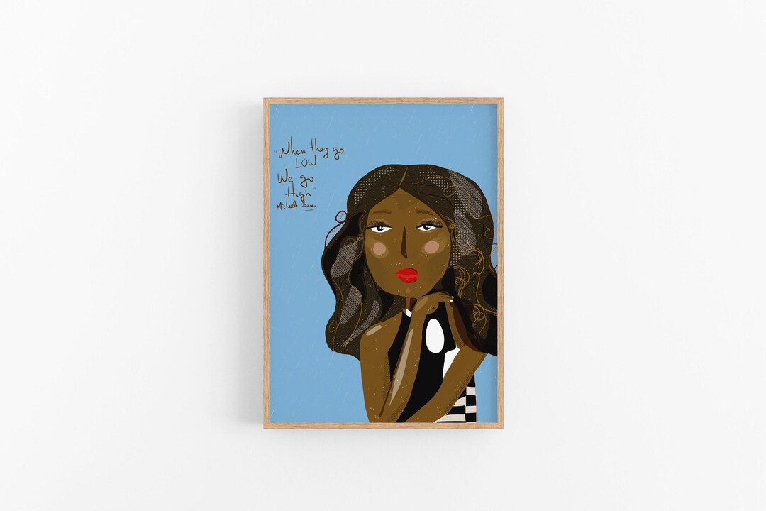 Michelle Obama Portrait Art Print Empowering girl Boss Wall Art ...