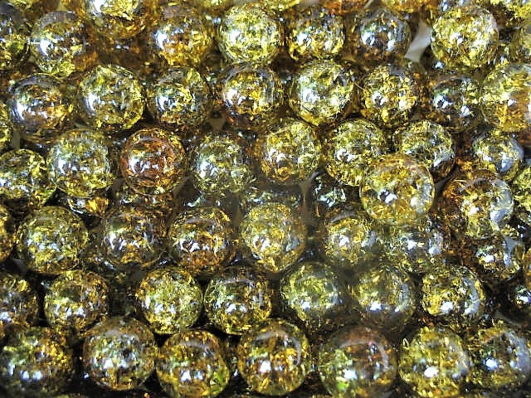 14mm - 10 Cracked Marbles, Fried Marbles 9/16", Golden Amber Cracked ...