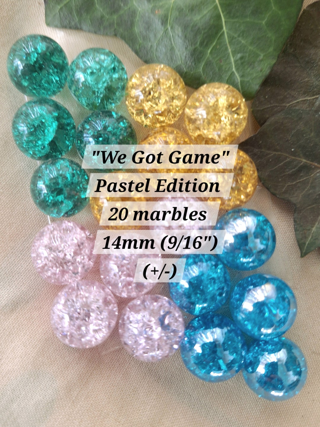 14mm 20 Pc 'we Got Game' Pastel Edition, Cracked Marbles, Fried Marbles ...