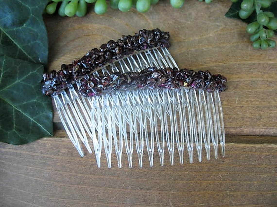 Gemstone Hair Comb Pair With Garnet ng1 | Etsy