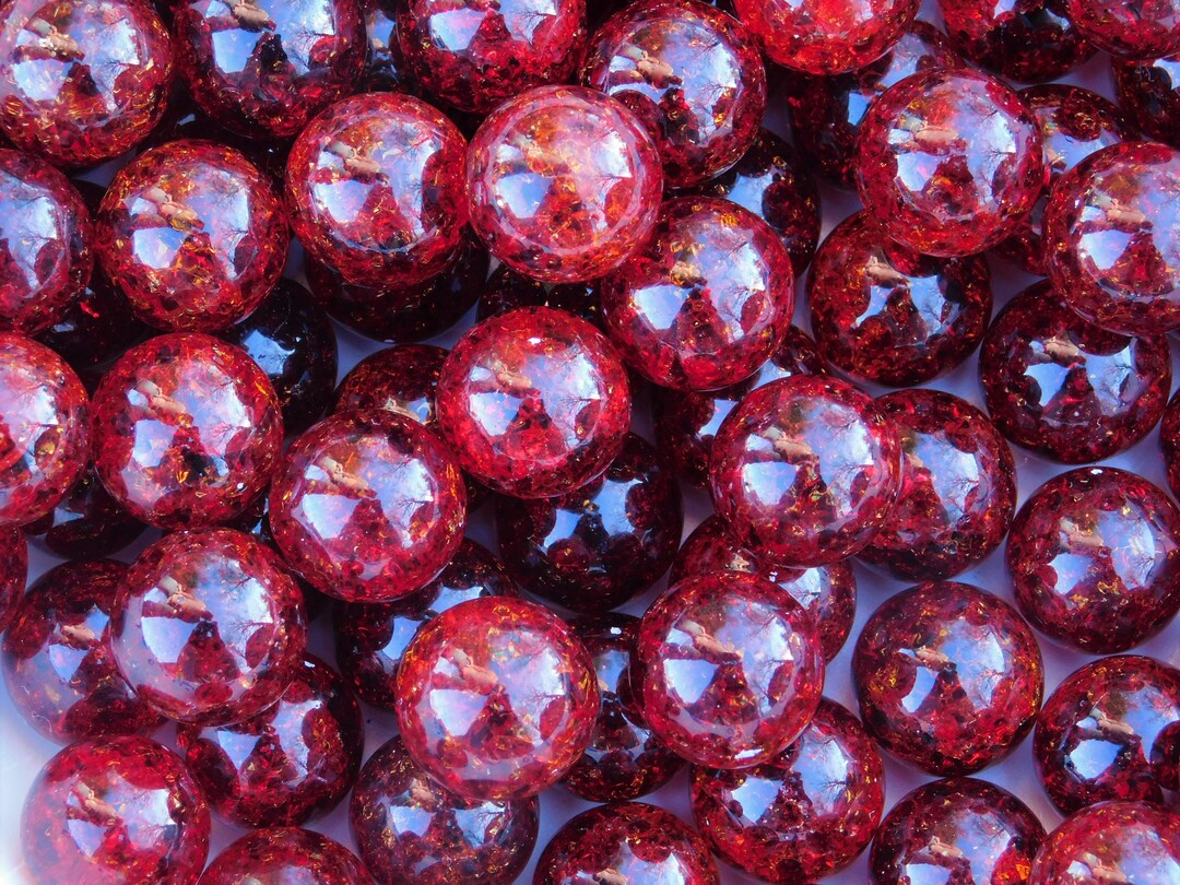 10 - 16mm Red Cracked Marbles, Red Fried Marbles, Cracked Fried Marbles ...