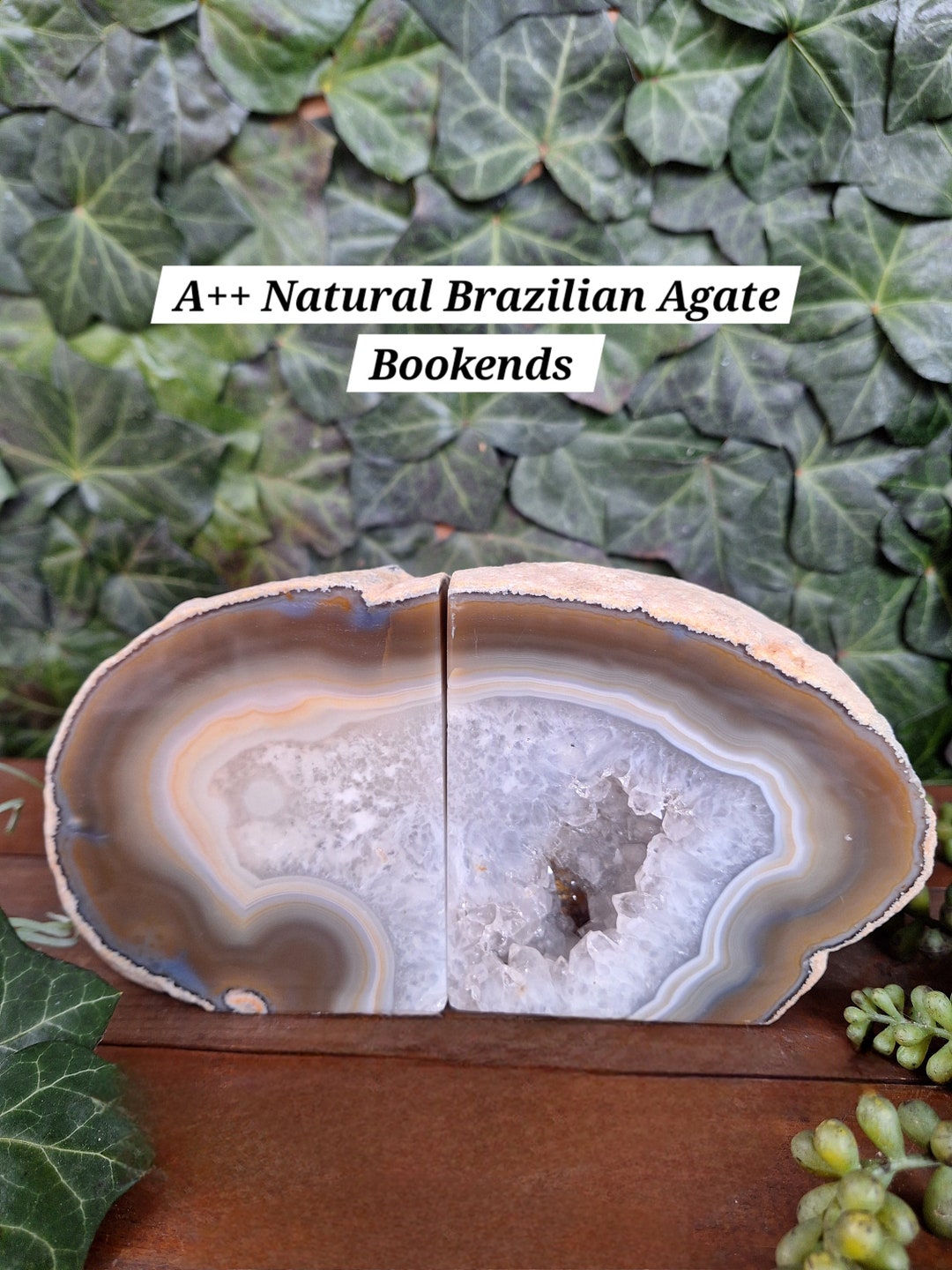 A Reversible Brazilian Agate Bookends, Agate Bookends, Natural Agate ...