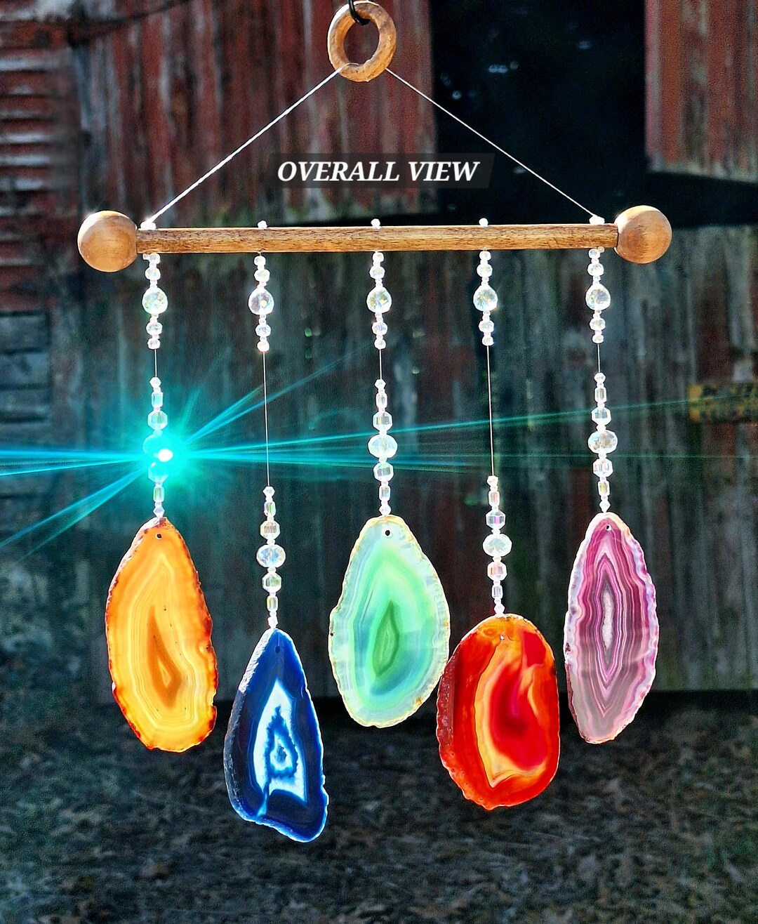 5 Piece Agate Suncatcher, Glass Window Suncatcher, Metaphysical ...