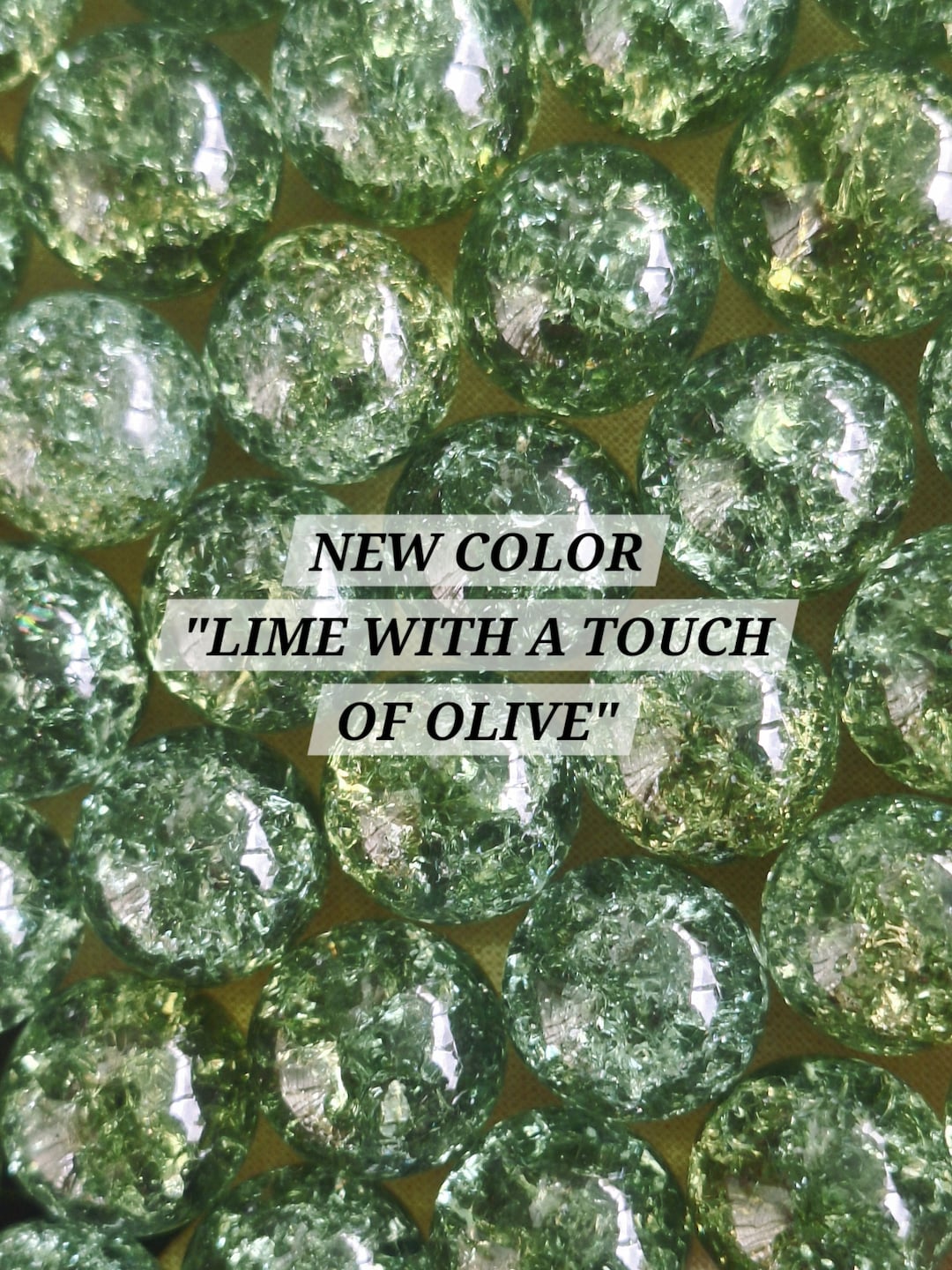 14mm - 30 Cracked Marbles, Fried Marbles 9/16", 'lime Green With a ...